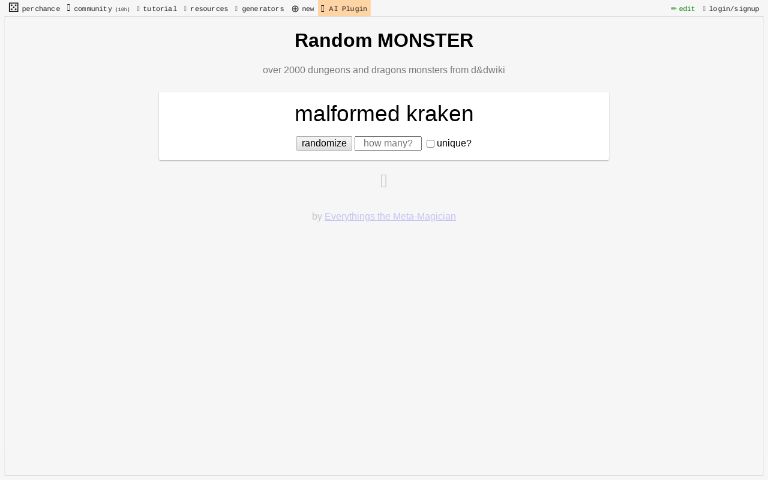 Random MONSTER ― Perchance Generator