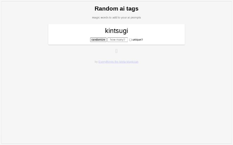 Random ai tags ― Perchance Generator