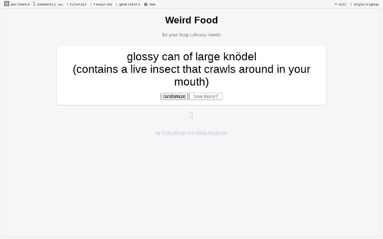 Weird Food ― Perchance Generator