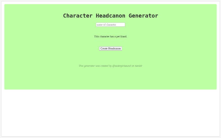Character Headcanon Generator