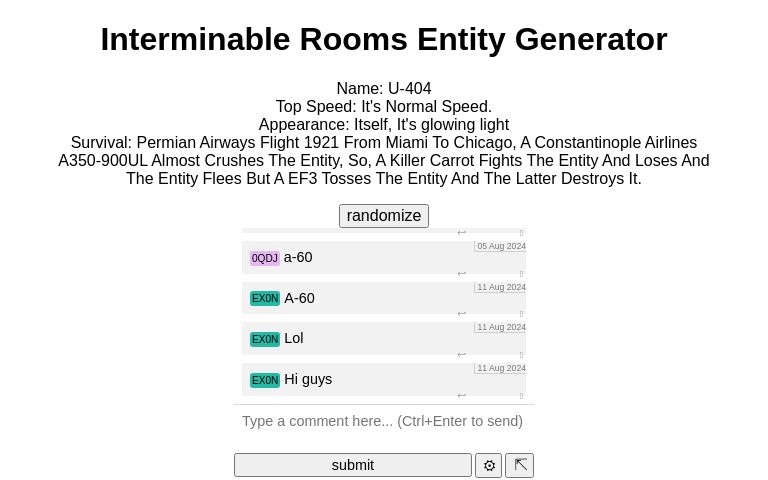 Interminable Rooms Entity Generator