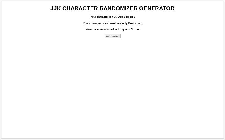 JJK CHARACTER RANDOMIZER GENERATOR