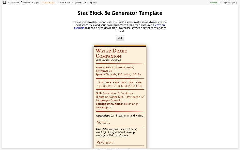 Stat Block 5e Generator Template