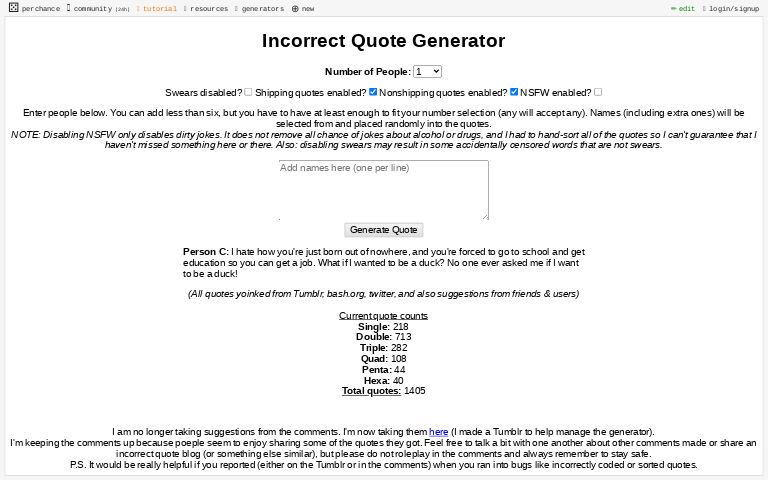 Incorrect Quote Generator