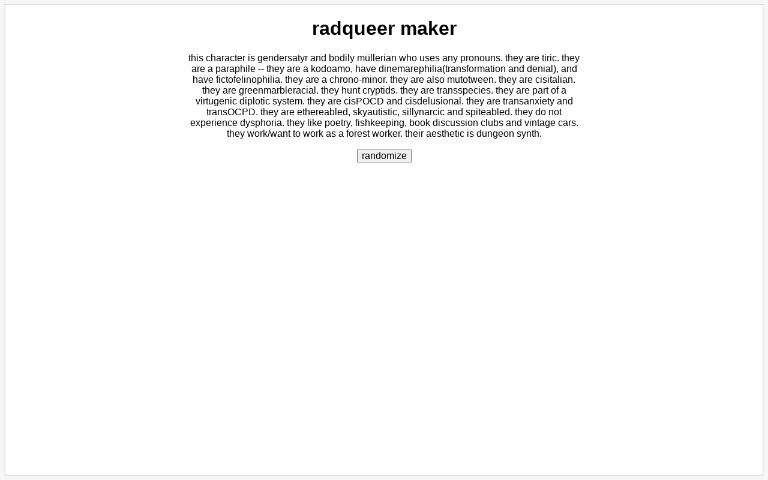 radqueer maker ― Perchance Generator