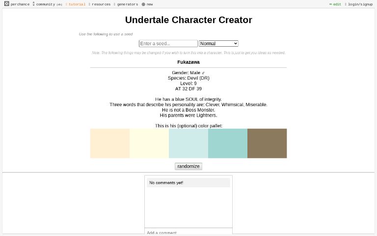 Undertale Character Creator ― Perchance Generator