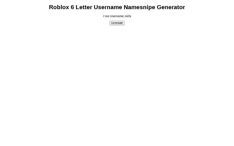 Roblox 6 Letter Username Namesnipe Generator