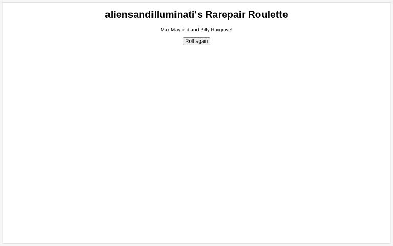 aliensandilluminati's Rarepair Roulette ― Perchance Generator