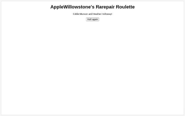 AppleWillowstone's Rarepair Roulette ― Perchance Generator