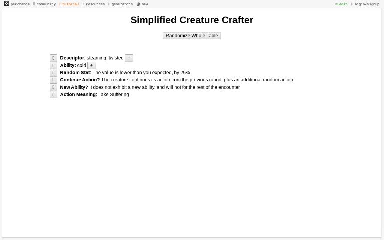 Simplified Creature Crafter ― Perchance Generator