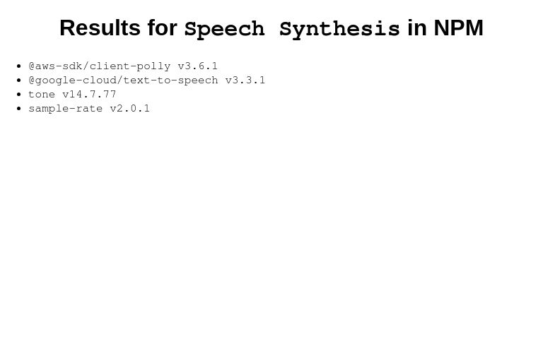 Results for Speech Synthesis in NPM ― Perchance Generator