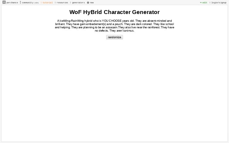 WoF HyBrid Character Generator