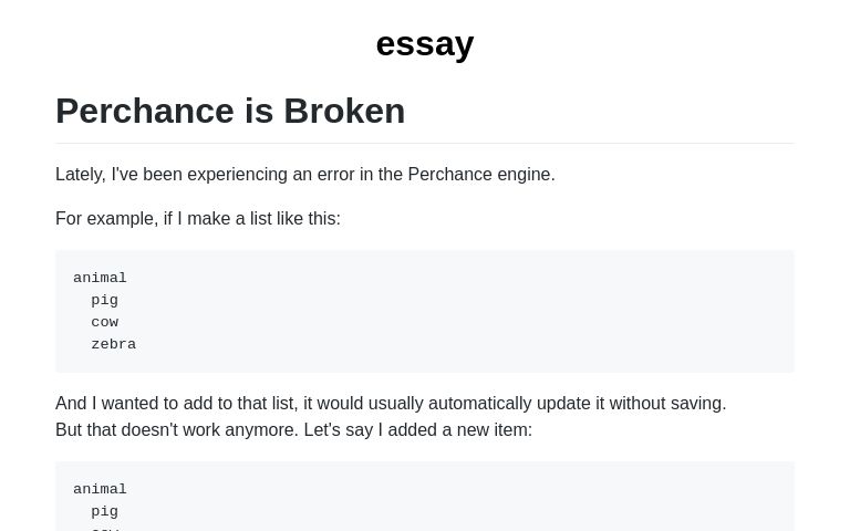 essay ― Perchance Generator