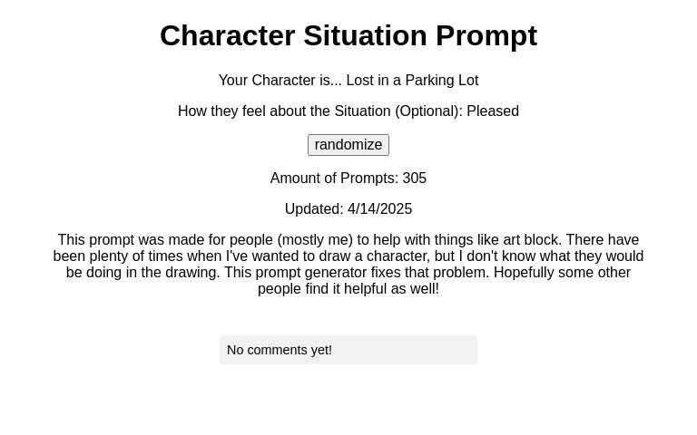 Character Situation Prompt ― Perchance Generator
