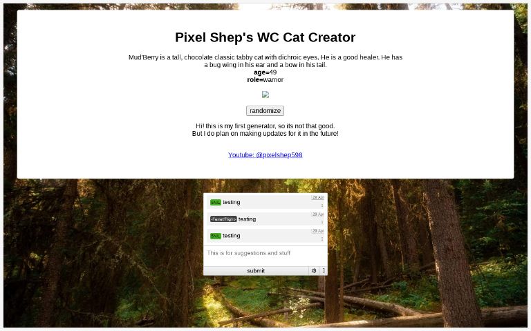 Pixel Shep's WC Cat Creator ― Perchance Generator