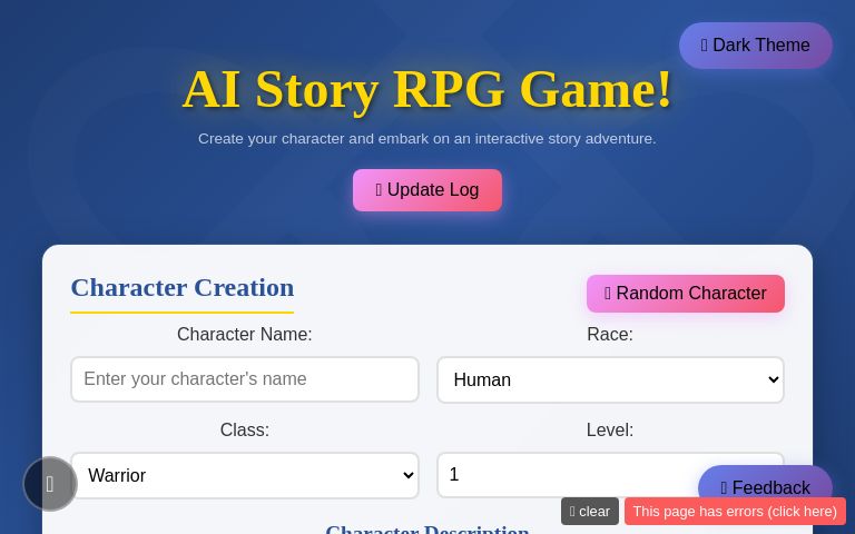 AI Story RPG Game! ― Perchance Generator