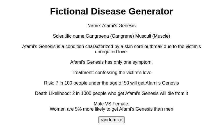 Fictional Disease Generator