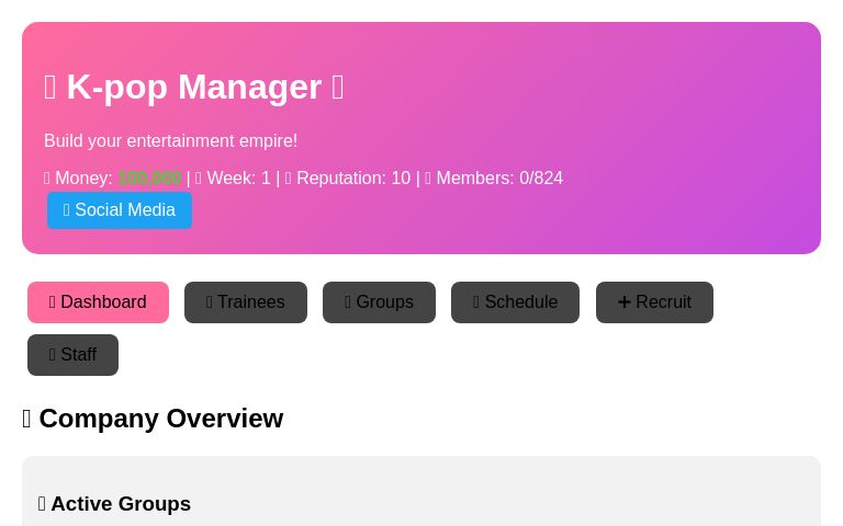 🌟 K-pop Manager 🌟 ― Perchance Generator