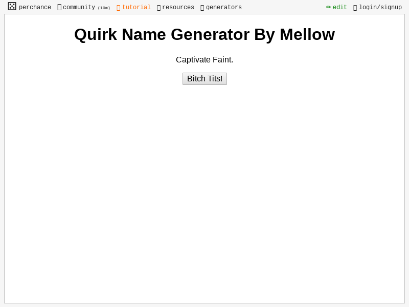 Quirk Name Generator By Mellow