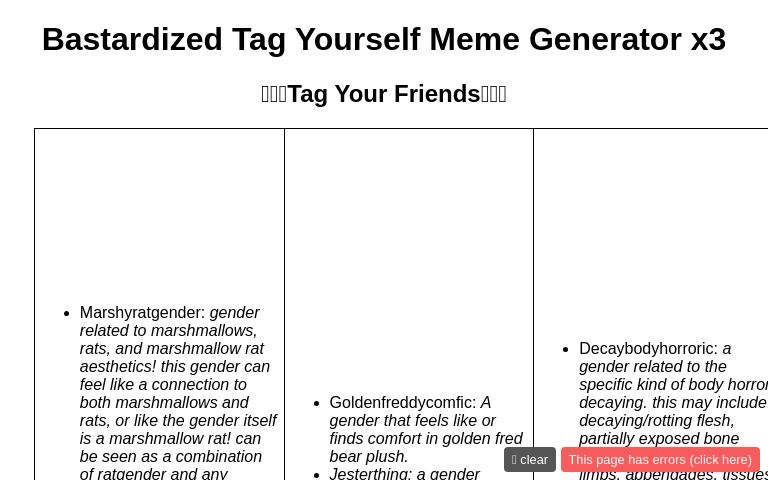 Bastardized Tag Yourself Meme Generator x3