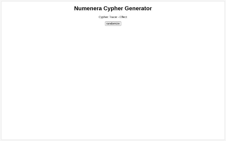Numenera Cypher Generator