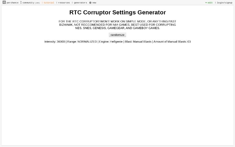 RTC Corruptor Settings Generator