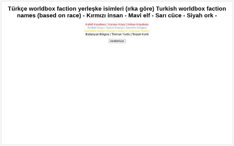Türkçe worldbox faction yerleşke isimleri (ırka göre) Turkish worldbox ...