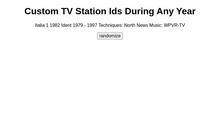 Custom TV Station Ids During 1985 ― Perchance Generator