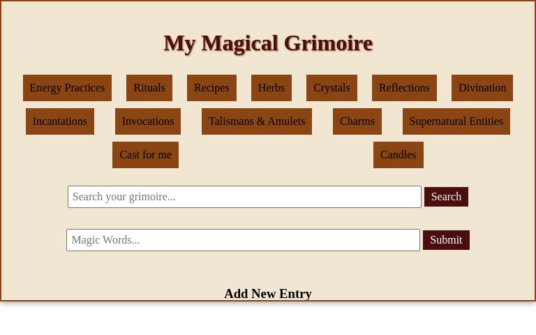 My Magical Grimoire ― Perchance Generator