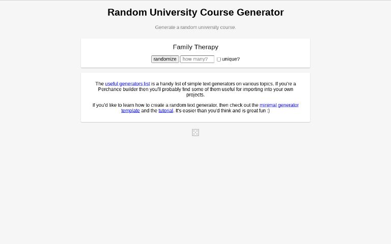 Random University Course Generator