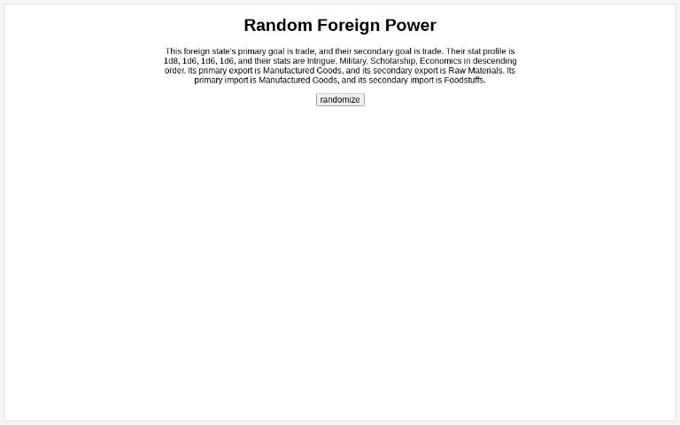 Random Foreign Power ― Perchance Generator