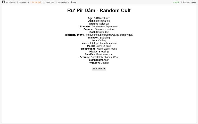 Ru' Pír Dám - Random Cult ― Perchance Generator