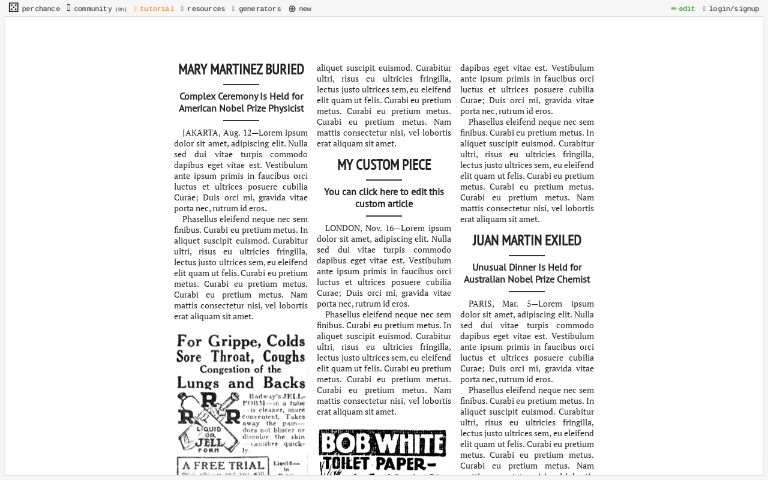 Newspaper Multi-Column Template ― Perchance Generator