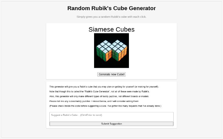 Random Rubik's Cube Generator