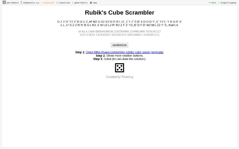 Rubik's Cube Scrambler ― Perchance Generator