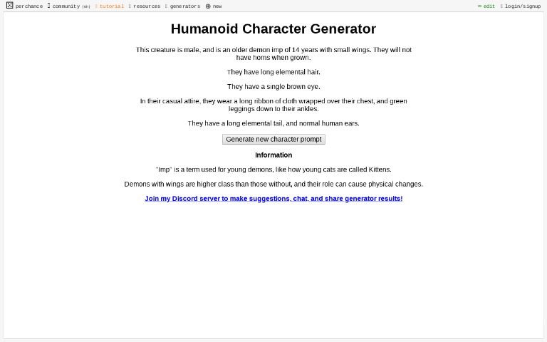 Humanoid Character Generator