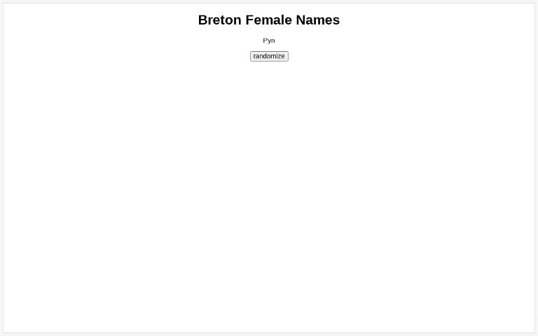 Breton Female Names ― Perchance Generator
