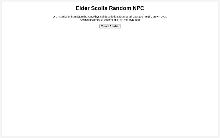 Elder Scolls Random NPC ― Perchance Generator