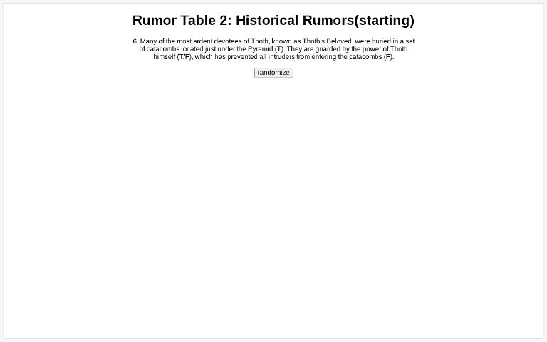 Rumor Table 2: Historical Rumors(starting) ― Perchance Generator