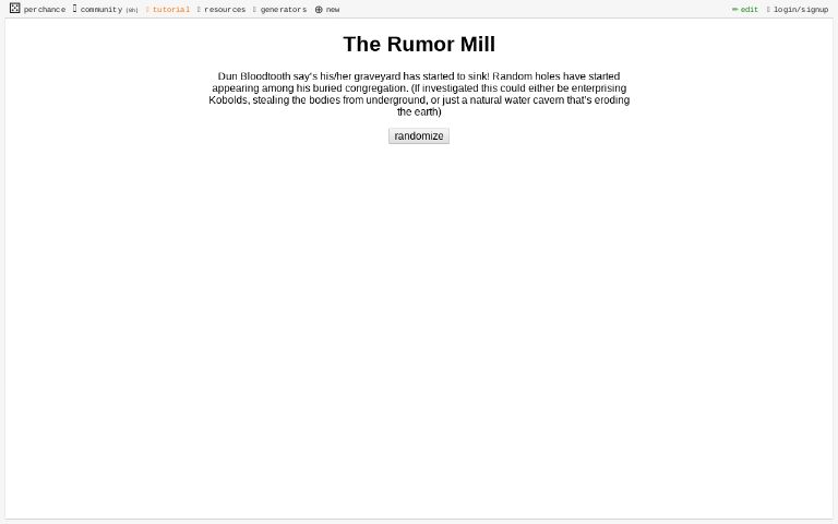 The Rumor Mill ― Perchance Generator
