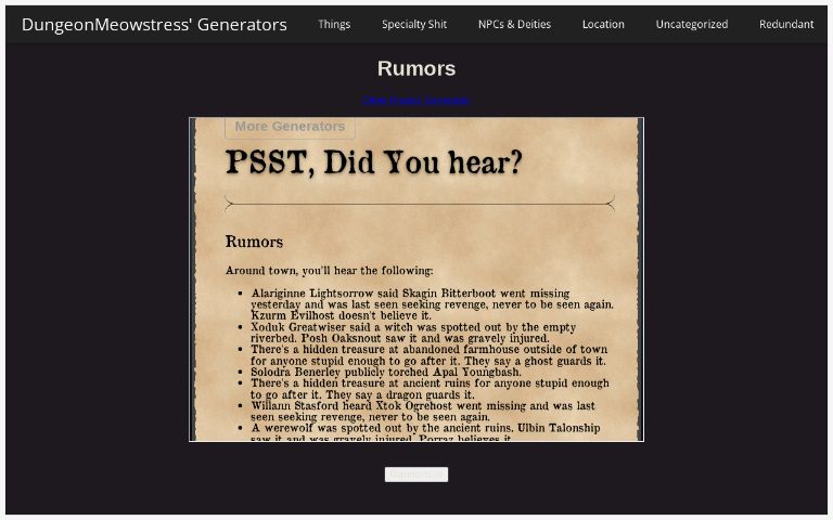 Rumors ― Perchance Generator