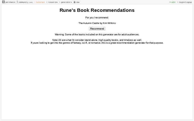 Rune's Book Recommendations ― Perchance Generator