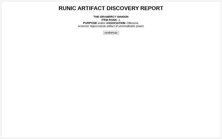 RUNIC ARTIFACT DISCOVERY REPORT ― Perchance Generator