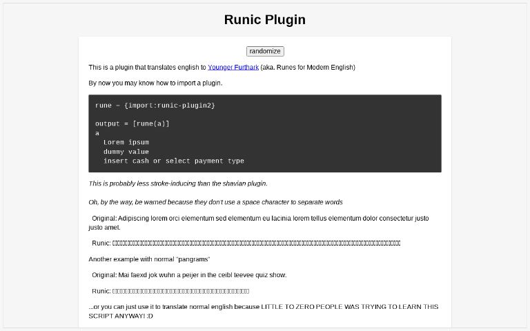 Runic Plugin