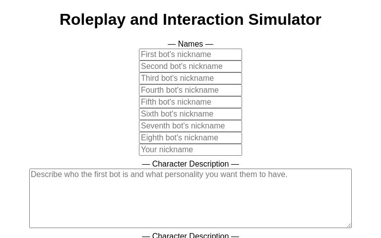 Roleplay and Interaction Simulator