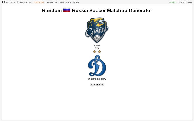 Random Russia Soccer Matchup Generator