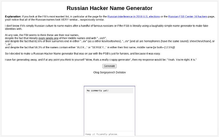 Russian Hacker Name Generator