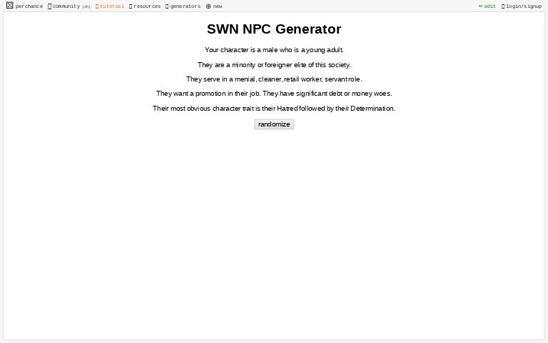 SWN NPC Generator