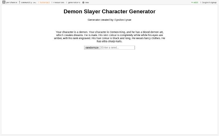 Demon Slayer Character Generator