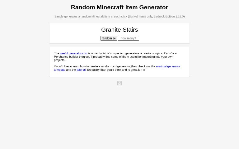 Random Minecraft Item Generator